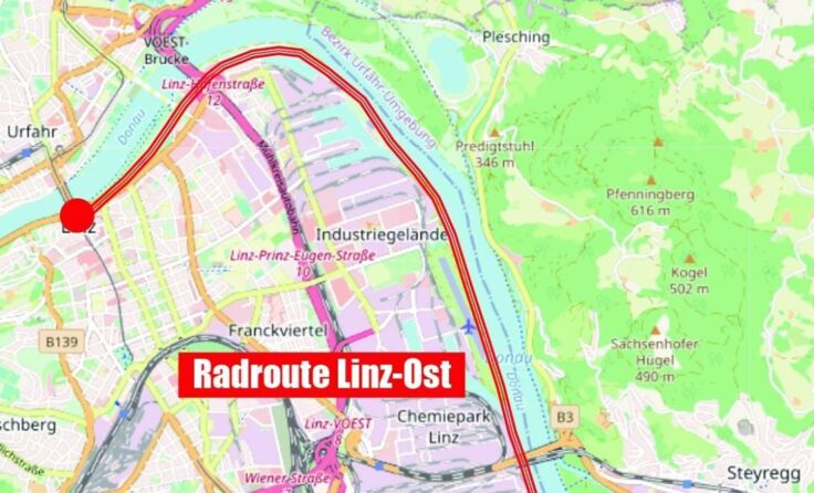 Mit dem Rad schneller als die Bim direkt vom Linzer Süden ins Zentrum